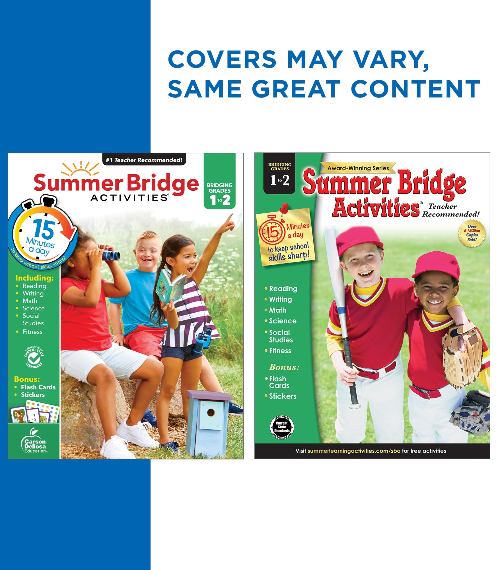 Summer Bridge Activities 1st Grade Workbooks to 2nd Grade Workbooks, Math, Reading Comprehension, Writing, Science Summer Learning Activities, 2nd Grade Workbooks All Subjects With Flash Cards