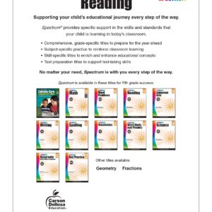 Spectrum Reading Comprehension Grade 5 Workbooks, Ages 10 to 11, 5th Grade Reading Comprehension, Nonfiction and Fiction Passages, Summarizing Stories and Identifying Themes - 174 Pages (Volume 24)