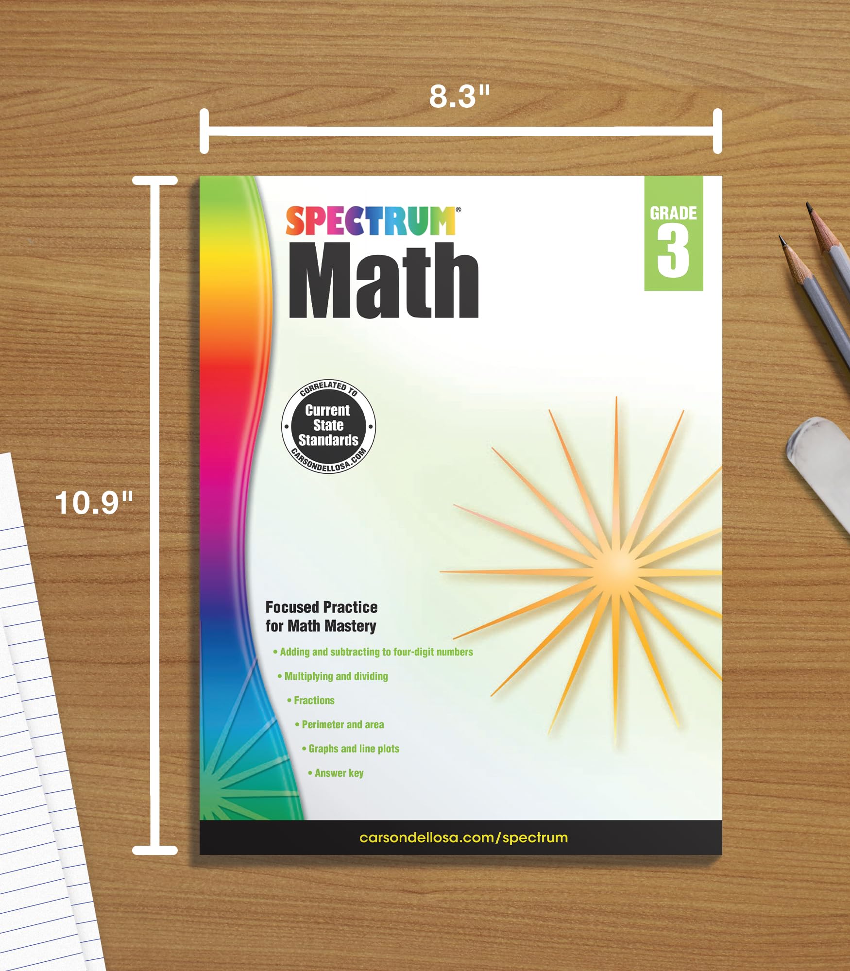 Spectrum 3rd Grade Math Workbooks, Ages 8 to 9, Math Workbooks Grade 3, Multiplication, Division, Fractions, Addition and Subtracting to 4-Digit Numbers - 160 Pages (Volume 4)