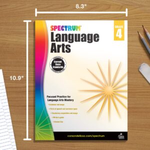 Spectrum Language Arts Grade 4, Ages 9 to 10, 4th Grade Language Arts Workbook, Vocabulary, Sentence Types, Parts of Speech, Writing Practice, and Grammar Workbook - 200 Pages (Volume 14)