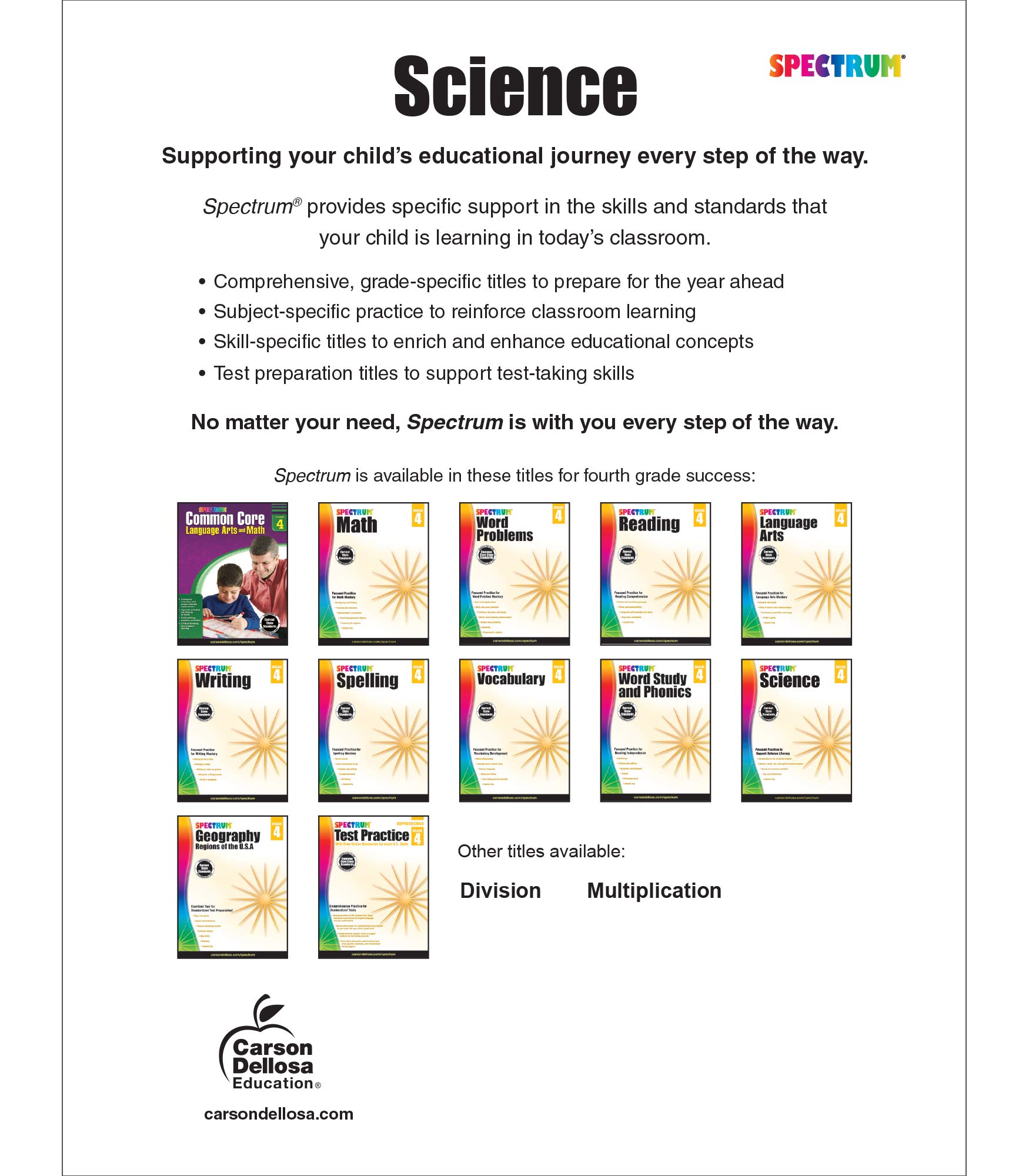 Spectrum 4th Grade Science Workbooks, Ages 9 to 10, 4th Grade Science, Physical, Space, Earth, and Life Science, the History and Nature of Science With Research Activities - 144 Pages