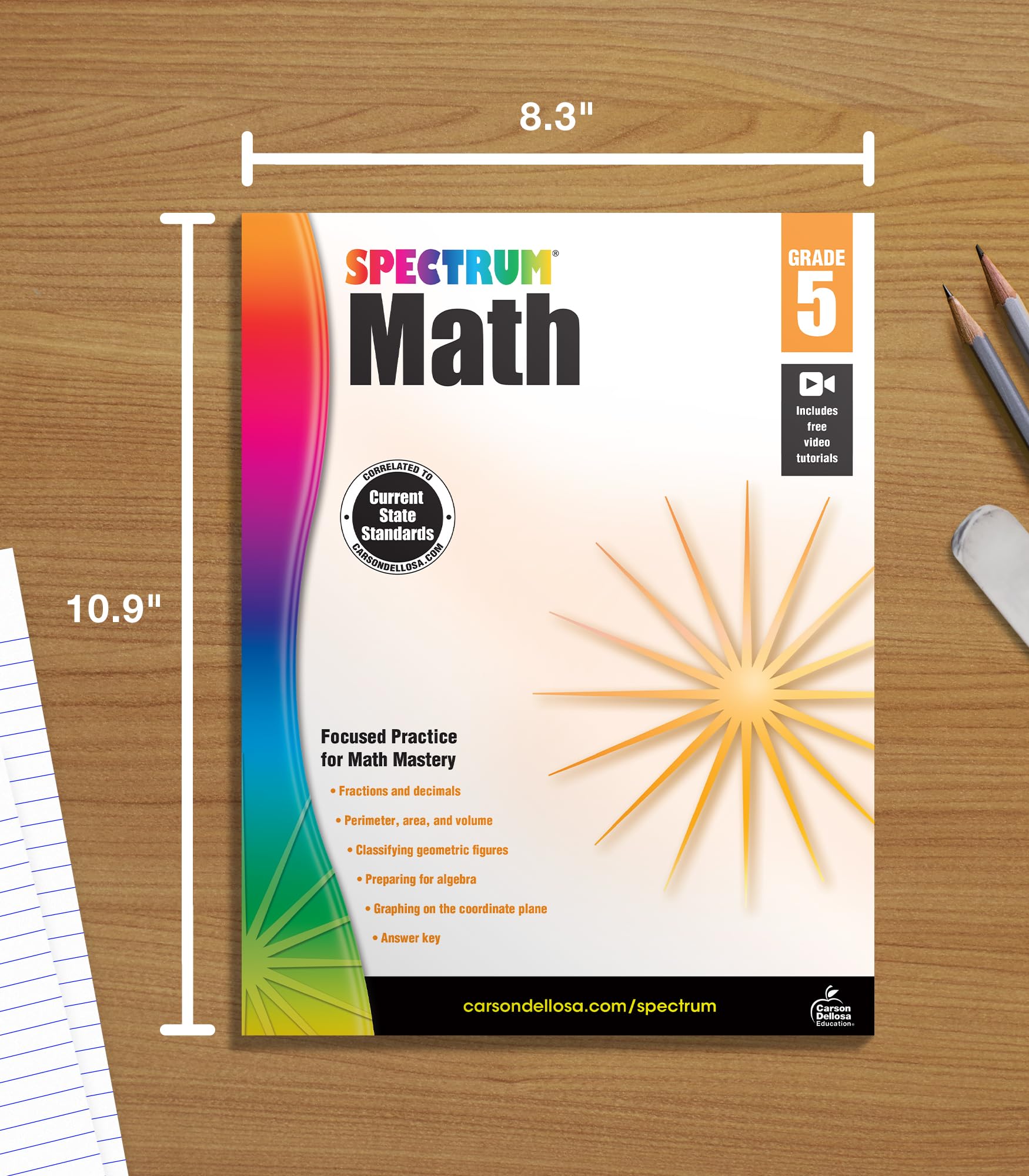 Spectrum 5th Grade Math Workbooks, Ages 10 to 11, Math Workbooks Grade 5 Covering Fractions, Decimals, Algebra Prep, Geometry, and More, Math Book for 5th Graders (Volume 6)