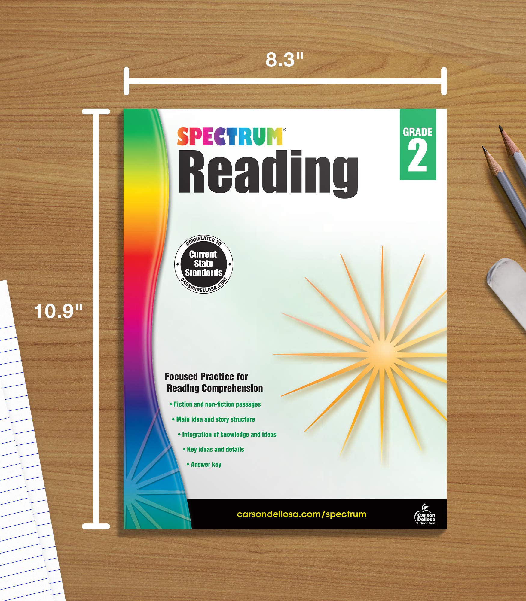 Spectrum Reading Comprehension Grade 2, Ages 7 to 8, Second Grade Reading Comprehension Workbook, Nonfiction and Fiction Passages, Story Structure and Main Ideas - 174 Pages