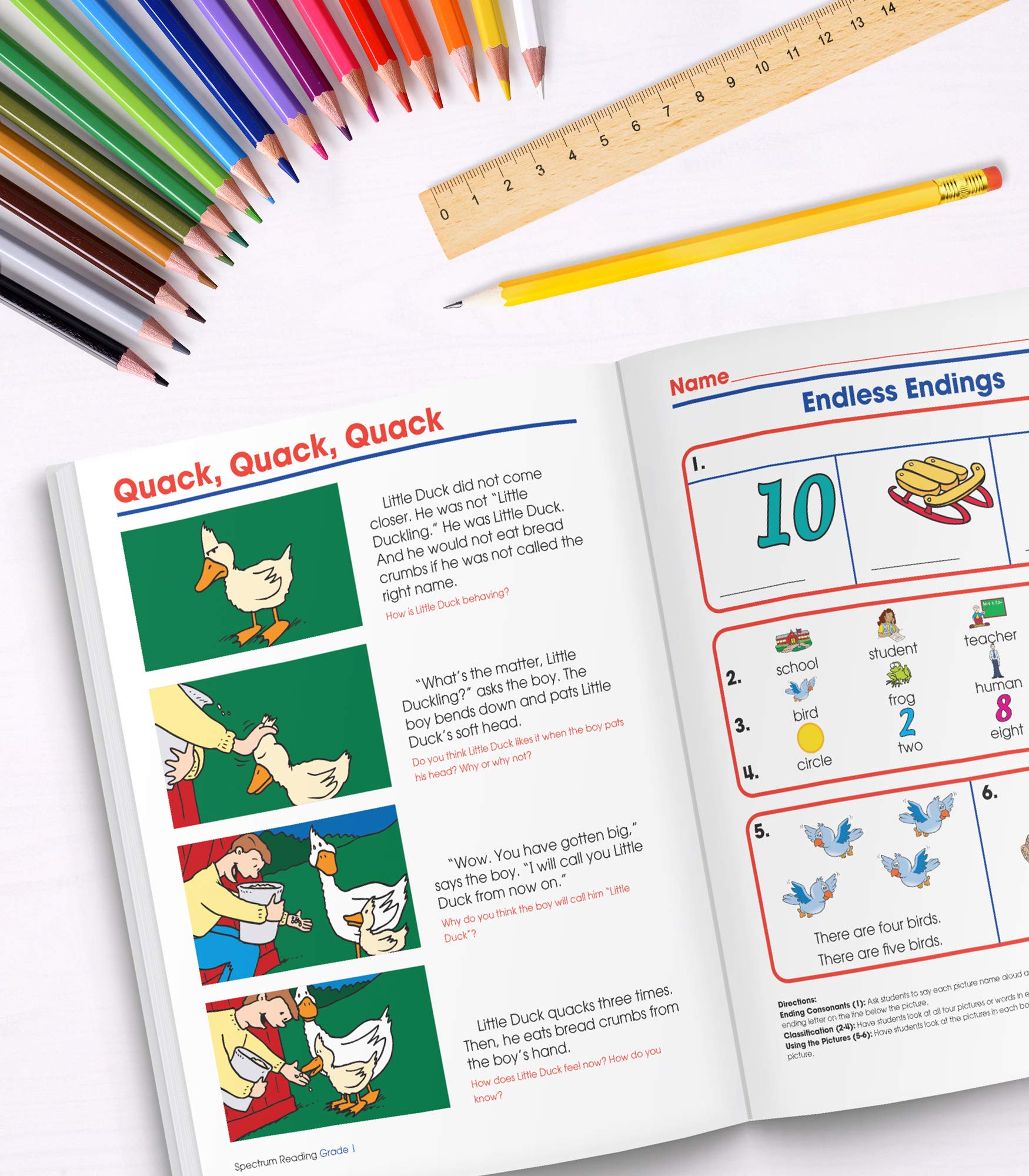 Spectrum 1st Grade Reading Comprehension Workbook, Ages 6 to 7, Reading Grade 1, Letters and Sounds, Sight Words Recognition, and Nonfiction and Fiction Passages - 158 Pages (Volume 20)