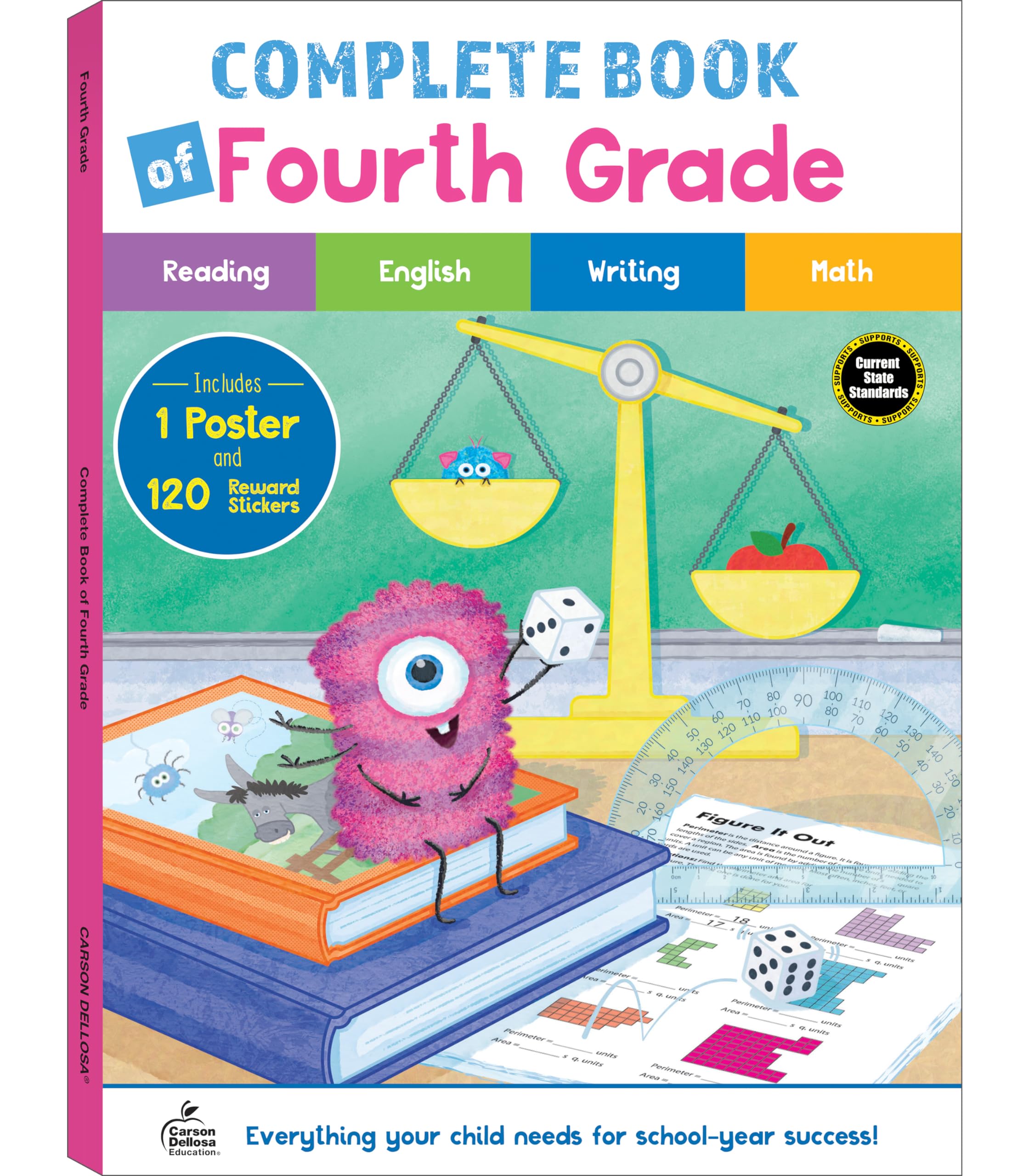 Carson Dellosa The Complete Book of 4th Grade Workbook, Parts of Speech, Writing and More, 4th Grade Workbooks All Subjects for Classroom or Homeschool Curriculum