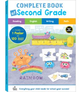 carson dellosa complete book of 2nd grade workbooks, grade 2 math and language arts, prefixes, suffixes, grammar and more, second grade workbook for classroom or homeschool