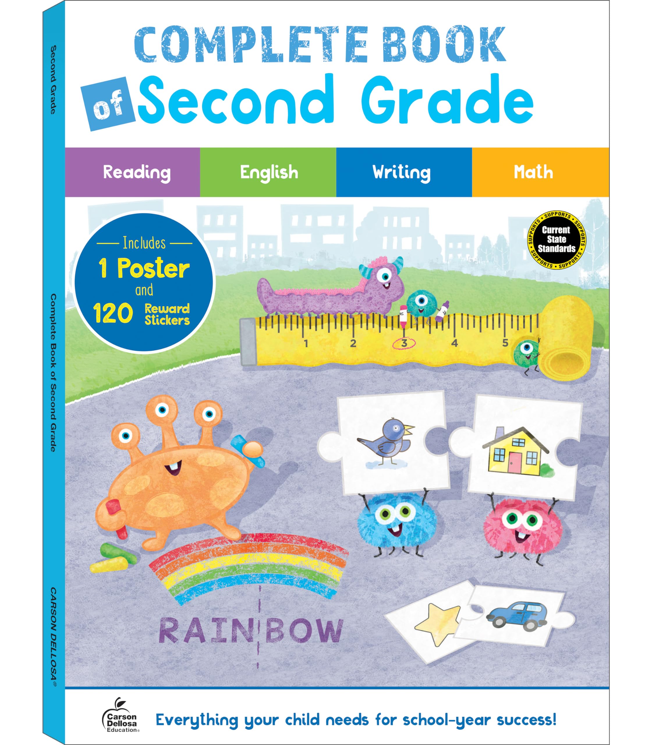 Carson Dellosa Complete Book of 2nd Grade Workbooks, Grade 2 Math and Language Arts, Prefixes, Suffixes, Grammar and More, Second Grade Workbook for Classroom or Homeschool