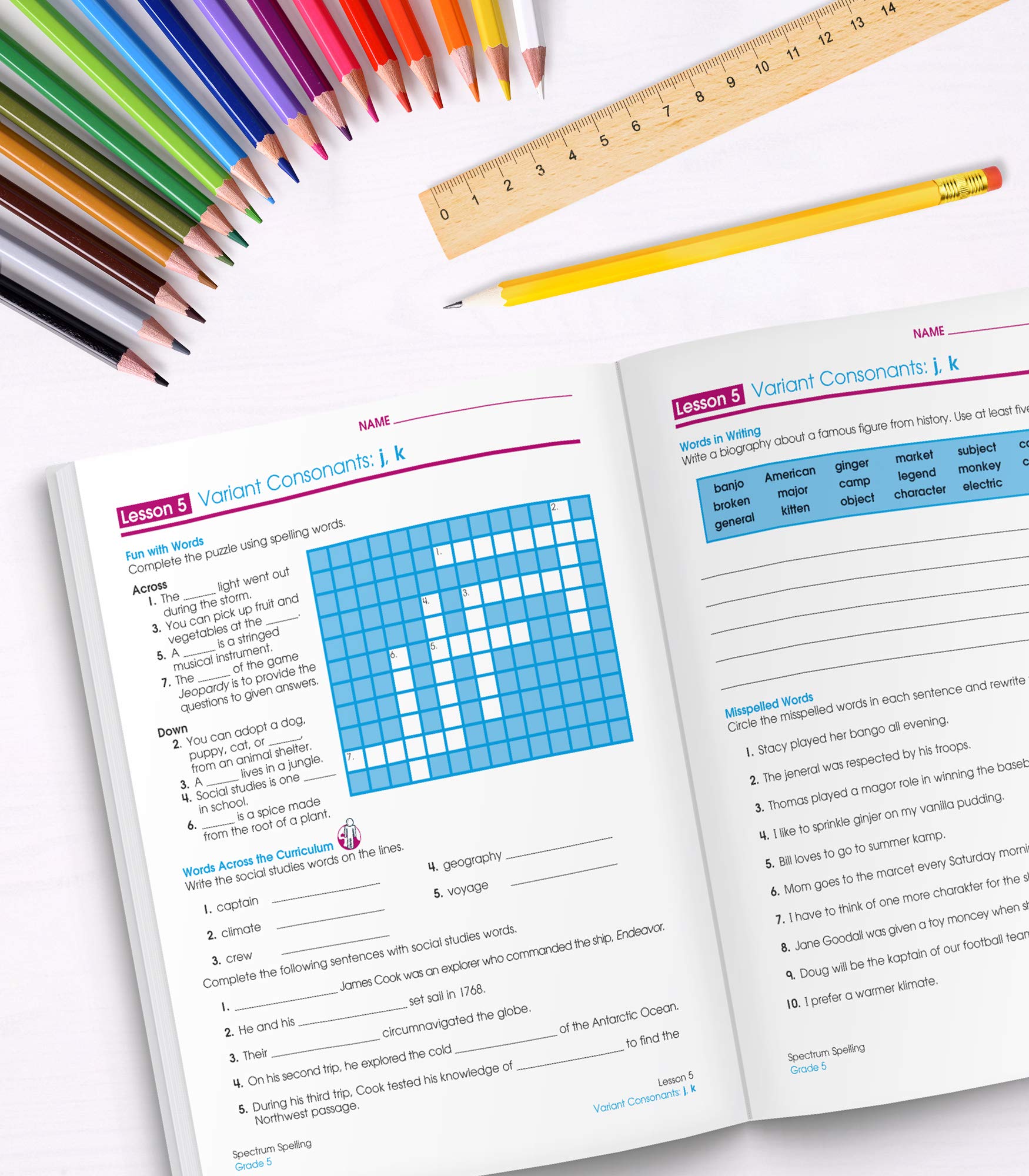 Spectrum 5th Grade Spelling Workbooks, Ages 10 to 11, Spelling Grade 5 Workbooks Covering Vowels, Blends & Digraphs, Practice Building Spelling Skills, Vocabulary, and Dictionary Skills