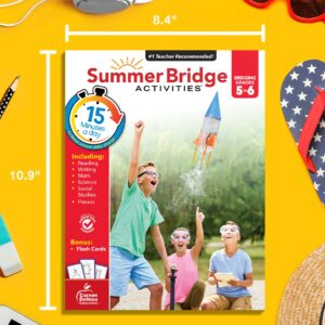 Summer Bridge Activities 5th to 6th Grade Workbooks, Math, Reading Comprehension, Writing, Science, Social Studies, Fitness Summer Learning, 6th Grade Workbooks All Subjects With Flash Cards