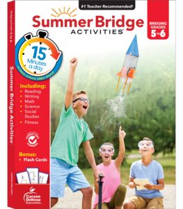 summer bridge activities 5th to 6th grade workbooks, math, reading comprehension, writing, science, social studies, fitness summer learning, 6th grade workbooks all subjects with flash cards