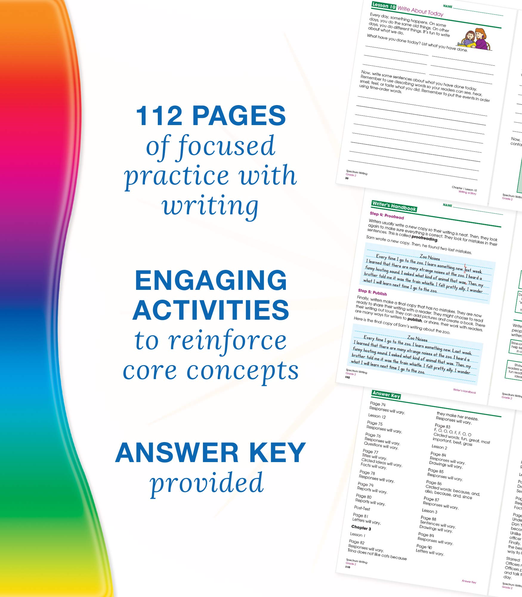 Spectrum Writing Workbook Grade 2, Ages 7 to 8, Second Grade Writing Workbook, Informative, Opinion, Letters, and Story Writing Prompts, Writing Practice for Kids - 112 Pages