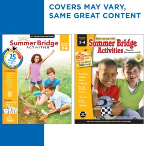 Summer Bridge Activities 3rd to 4th Grade Workbook, Math, Reading Comprehension, Writing, Science, Social Studies, Fitness Summer Learning Activities, 4th Grade Workbooks All Subjects With Flash Cards