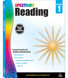 spectrum 1st grade reading comprehension workbook, ages 6 to 7, reading grade 1, letters and sounds, sight words recognition, and nonfiction and fiction passages - 158 pages (volume 20)