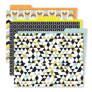 carson dellosa aim high decorative file folders—11.75" x 9.5" multi-pattern colored file folders for filing cabinet, office or classroom file organization (6-pack)