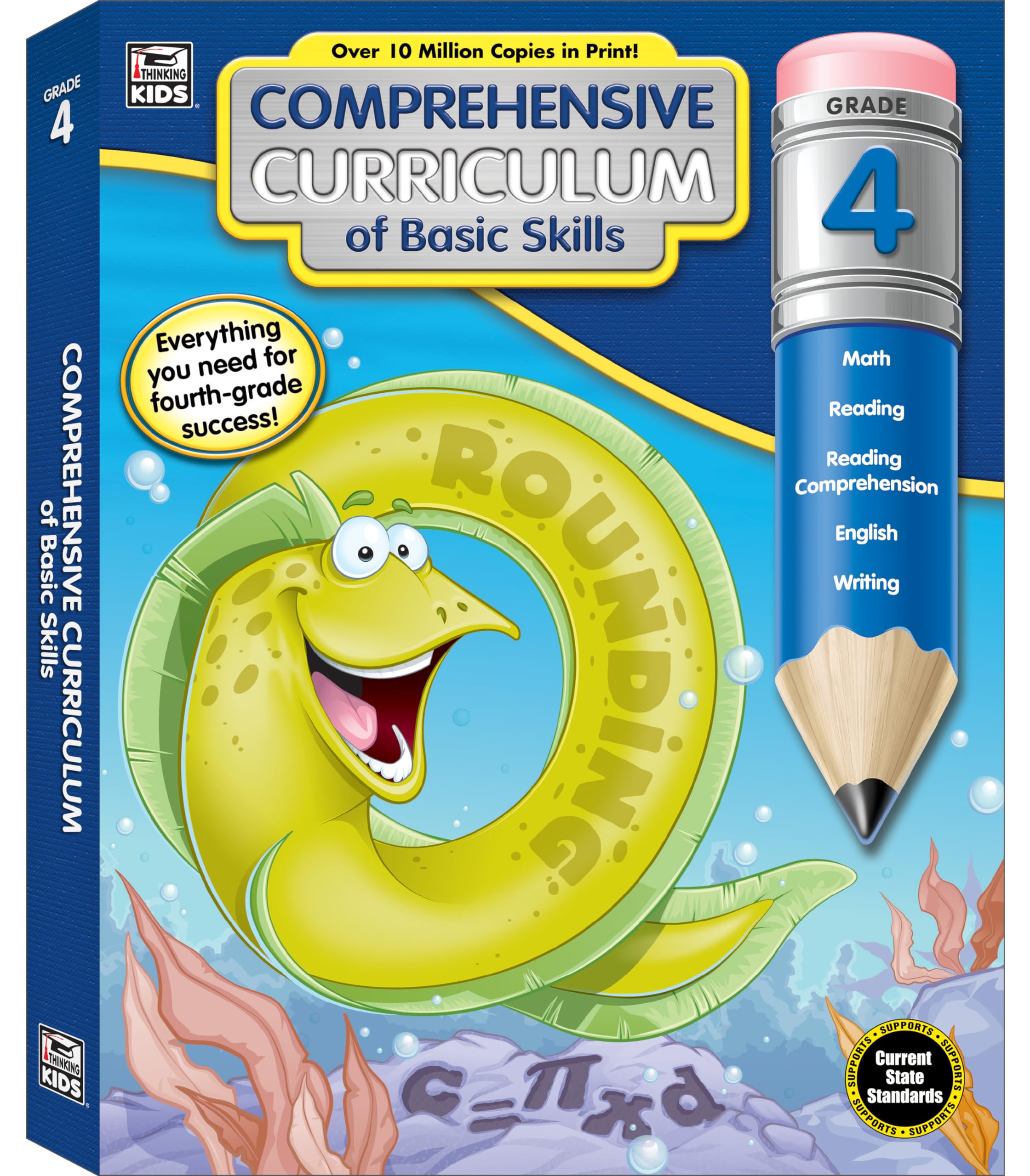 Thinking Kids Comprehensive Curriculum of Basic Skills 4th Grade Workbooks All Subject for Ages 9-10, Math, Reading Comprehension, Grammar, Geometry and More, Grade 4 Workbooks (544 pgs)