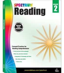 spectrum reading comprehension grade 2, ages 7 to 8, second grade reading comprehension workbook, nonfiction and fiction passages, story structure and main ideas - 174 pages