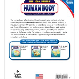 Carson Dellosa The 100+ Series: Human Body Workbook―Grades 5-8 Science Book, Human Anatomy, Bones, Muscles, Organs, the Nervous System, Health and Nutrition (128 pgs) (Volume 13)