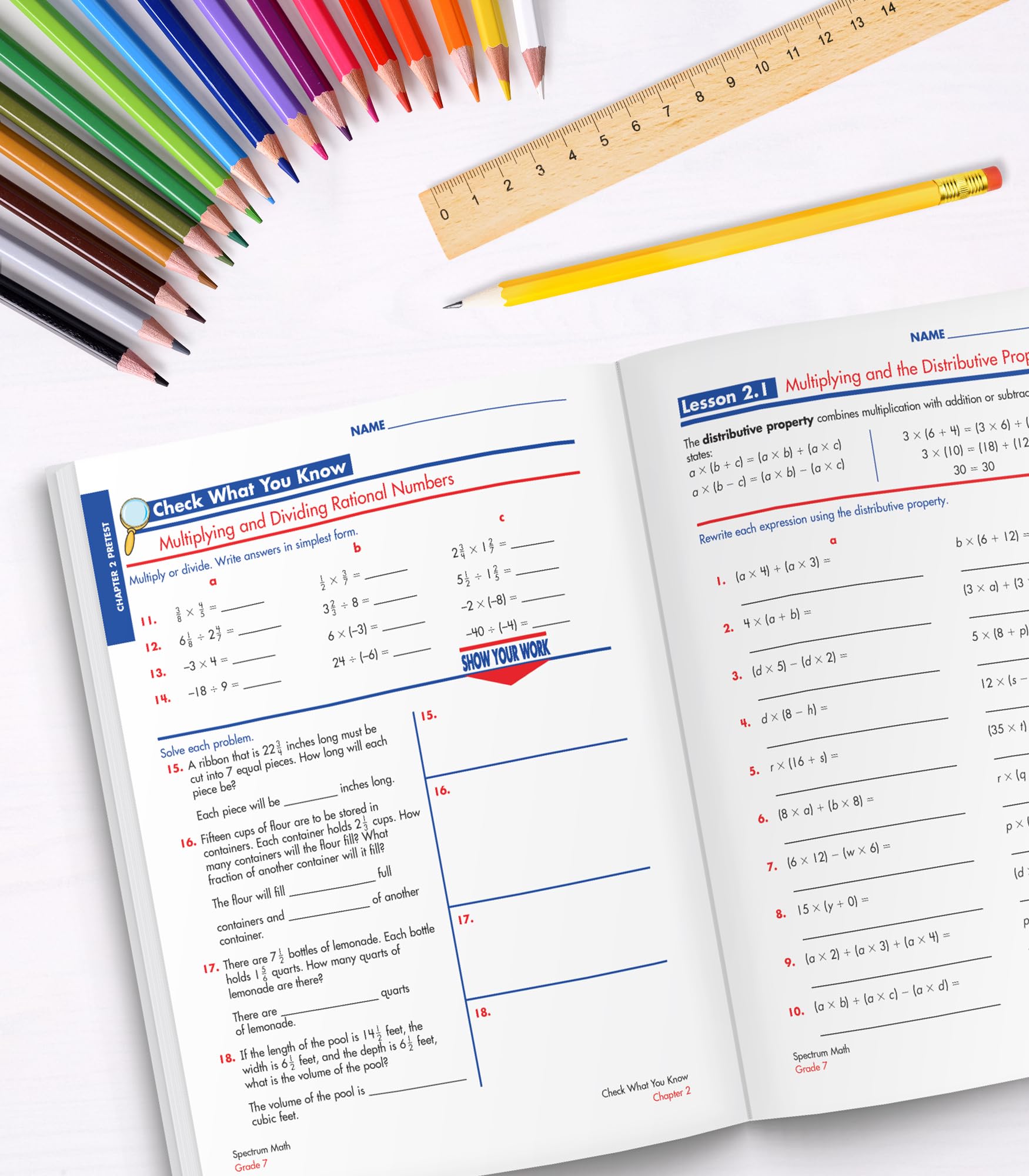 Spectrum 7th Grade Math Workbooks, Ages 12 to 13, 7th Grade Math, Algebra, Probability, Statistics, Ratios, Positive and Negative Integers, and Geometry Workbook - 160 Pages (Volume 8)