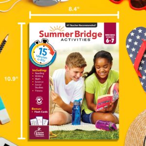 Summer Bridge Activities 6th to 7th Grade Workbooks, Math, Reading Comprehension, Writing, Science, Social Studies, Fitness Summer Learning, 7th Grade Workbooks All Subjects With Flash Cards