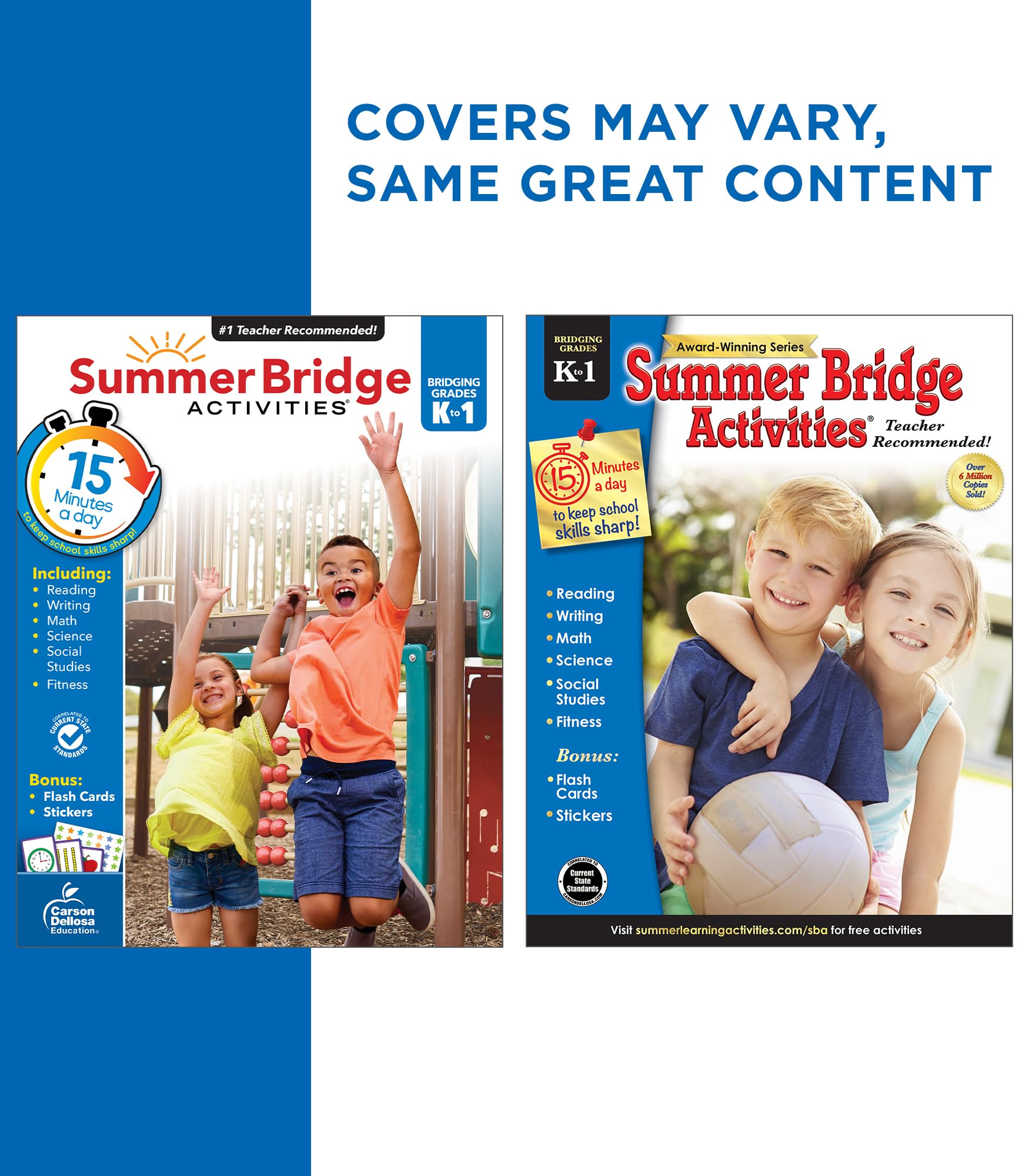 Summer Bridge Activities Kindergarten to 1st Grade Workbooks, Math, Reading Comprehension, Writing, Science, Fitness, Social Studies Summer Learning, 1st Grade Workbooks All Subjects With Flash Cards