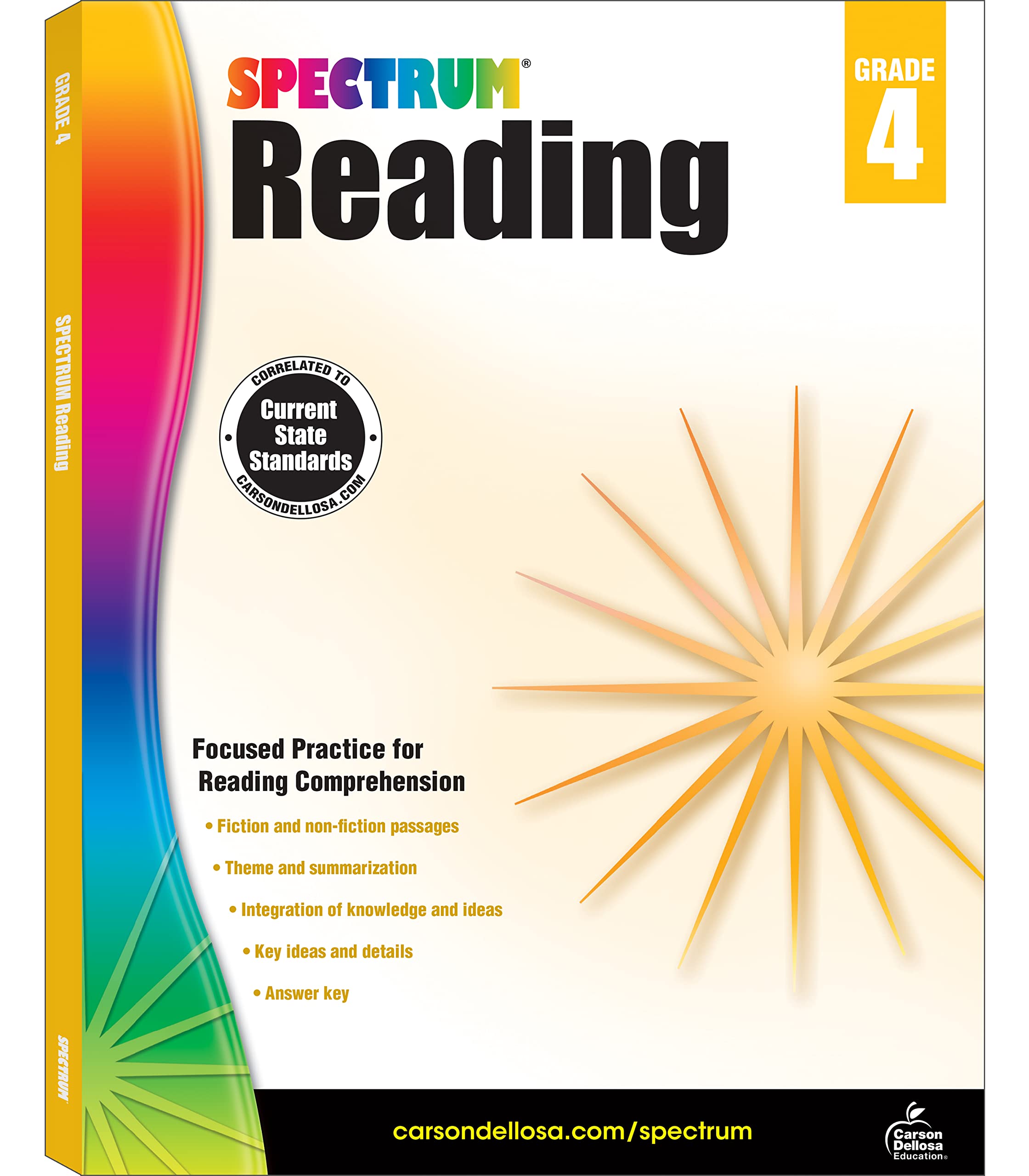 Spectrum Reading Comprehension Grade 4 Workbooks, Spectrum Grade 4 Nonfiction and Fiction Reading Comprehension, Summarizing Stories and Identifying Themes, and Critical Thinking Skills