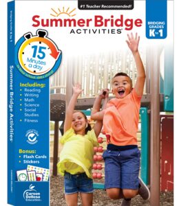 summer bridge activities kindergarten to 1st grade workbooks, math, reading comprehension, writing, science, fitness, social studies summer learning, 1st grade workbooks all subjects with flash cards