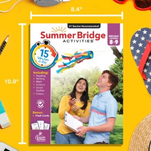 Summer Bridge Activities 8th to 9th Grade Workbooks, Math, Reading Comprehension, Writing, Science, Social Studies, Fitness Summer Learning, 9th Grade Workbooks All Subjects With Flash Cards