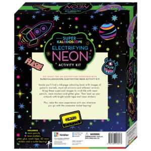 Hinkler Super Kaleidoscope - Electrifying Neon Activity Kit - Space Themed Coloring Book with Neon Stationery and Stickers - Rocket Keyring - Arts and Craft Kits for Kids Aged 6 to 12