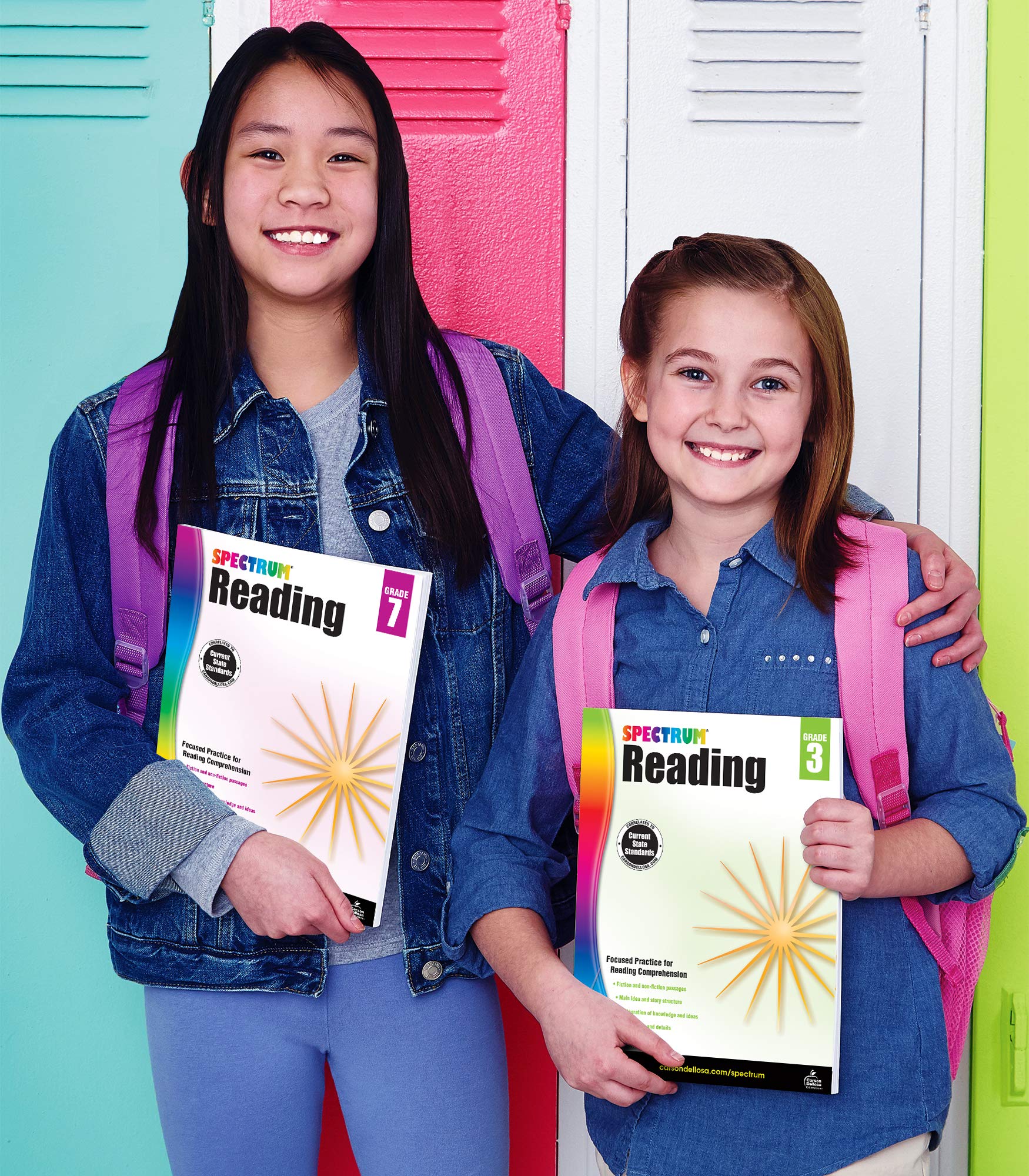 Spectrum Reading Comprehension Grade 7, Ages 12 to 13, 7th Grade Reading Comprehension Workbooks Covering Nonfiction and Fiction Passages, Analyzing and Summarizing Story Structure