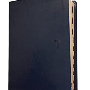 NLT Compact Giant Print Bible, Filament Enabled (LeatherLike, Navy Blue Cross, Indexed, Red Letter)