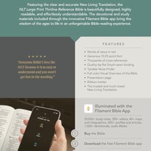 NLT Large Print Thinline Reference Bible, Filament Enabled (LeatherLike, Aurora Cranberry, Red Letter): Includes Free Access to the Filament Bible App ... Notes, Devotionals, Worship Music, and Video