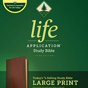 Tyndale NLT Life Application Study Bible, Third Edition, Large Print (LeatherLike, Brown/Mahogany, Red Letter) – New Living Translation Bible, Large Print Study Bible for Enhanced Readability