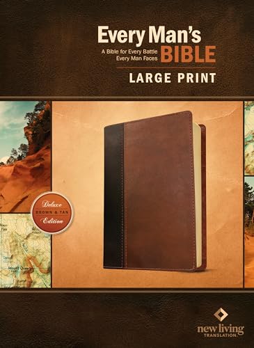 Every Man's Bible: New Living Translation, Large Print, TuTone (LeatherLike, Brown/Tan) – Study Bible for Men with Study Notes, Book Introductions, and 44 Charts