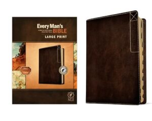 every man’s bible nlt, large print, deluxe explorer edition (leatherlike, rustic brown, indexed)