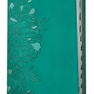 NLT Compact Giant Print Bible, Filament Enabled (LeatherLike, Peony Rich Teal, Indexed, Red Letter)