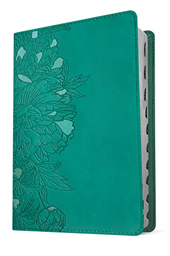 NLT Compact Giant Print Bible, Filament Enabled (LeatherLike, Peony Rich Teal, Indexed, Red Letter)