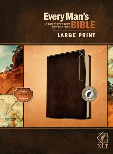 Every Man’s Bible NLT, Large Print, Deluxe Explorer Edition (LeatherLike, Rustic Brown, Indexed)