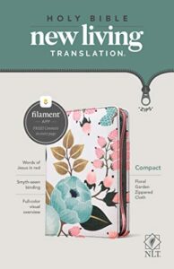 nlt compact zipper bible, filament enabled (cloth, floral garden, red letter)