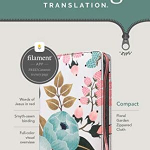 NLT Compact Zipper Bible, Filament Enabled (Cloth, Floral Garden, Red Letter)