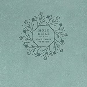 KJV Large Print Premium Value Thinline Bible, Filament Enabled (LeatherLike, Floral Wreath Teal, Red Letter)