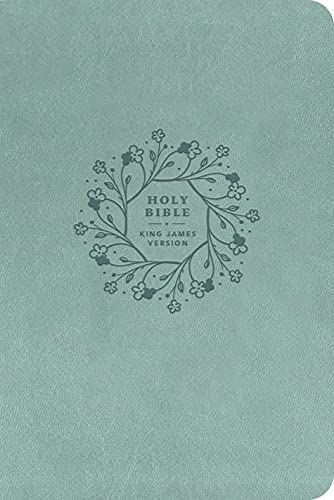 KJV Large Print Premium Value Thinline Bible, Filament Enabled (LeatherLike, Floral Wreath Teal, Red Letter)