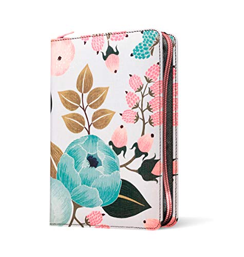 NLT Compact Zipper Bible, Filament Enabled (Cloth, Floral Garden, Red Letter)