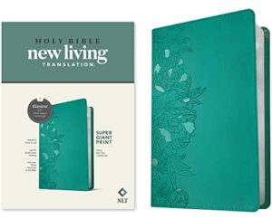 nlt super giant print bible, filament enabled (leatherlike, peony rich teal, red letter)