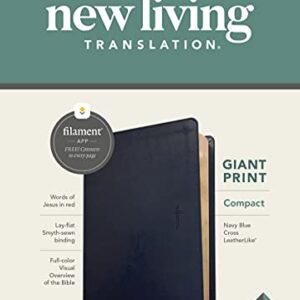 NLT Compact Giant Print Bible, Filament Enabled (LeatherLike, Navy Blue Cross, Red Letter)