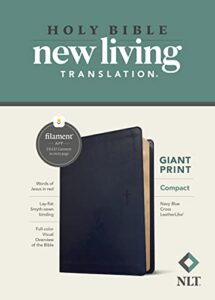 nlt compact giant print bible, filament enabled (leatherlike, navy blue cross, red letter)