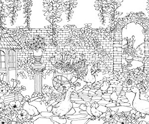 Garden of Fairytale Animals: A Curious Collection of Creatures to Color (Design Originals) Adult Coloring Book with 66 Line Art Designs of a Magical Garden and Whimsical Animals in a Charming Setting