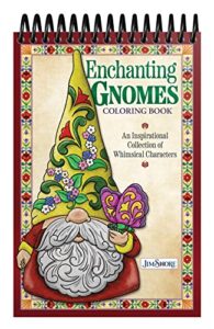 jim shore enchanting gnomes coloring book: an inspirational collection of whimsical characters (design originals) 8x5 spiral adult coloring book - 32 folk-art inspired designs on perforated paper