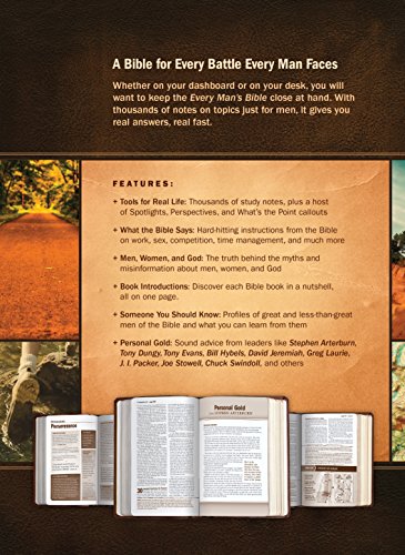 Every Man's Bible: New Living Translation, Large Print, TuTone (LeatherLike, Brown/Tan) – Study Bible for Men with Study Notes, Book Introductions, and 44 Charts