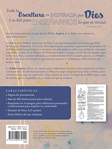 Biblia Inspira NTV (SentiPiel, Acuarela rosa): La Biblia que inspira tu creatividad (Spanish Edition)