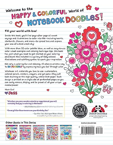 Notebook Doodles Love: Coloring & Activity Book (Design Originals) 32 Sweet Designs with Hearts, Rainbows, Quotes, and More, on Thick Perforated Paper - Beginner-Friendly, Uplifting Art Activities